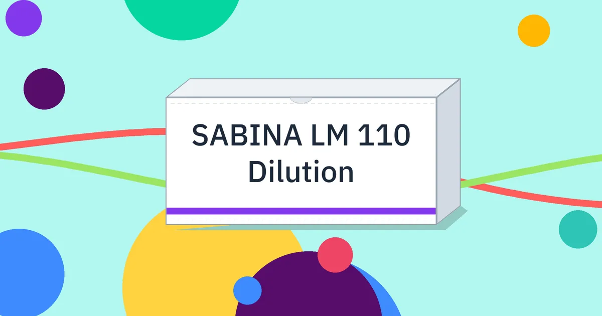 Symbolbild: Packung mit der Aufschrift SABINA LM 110 Dilution (PZN 13176108) – Verfügbarkeit und Bezug in Apotheken in Frankfurt am Main