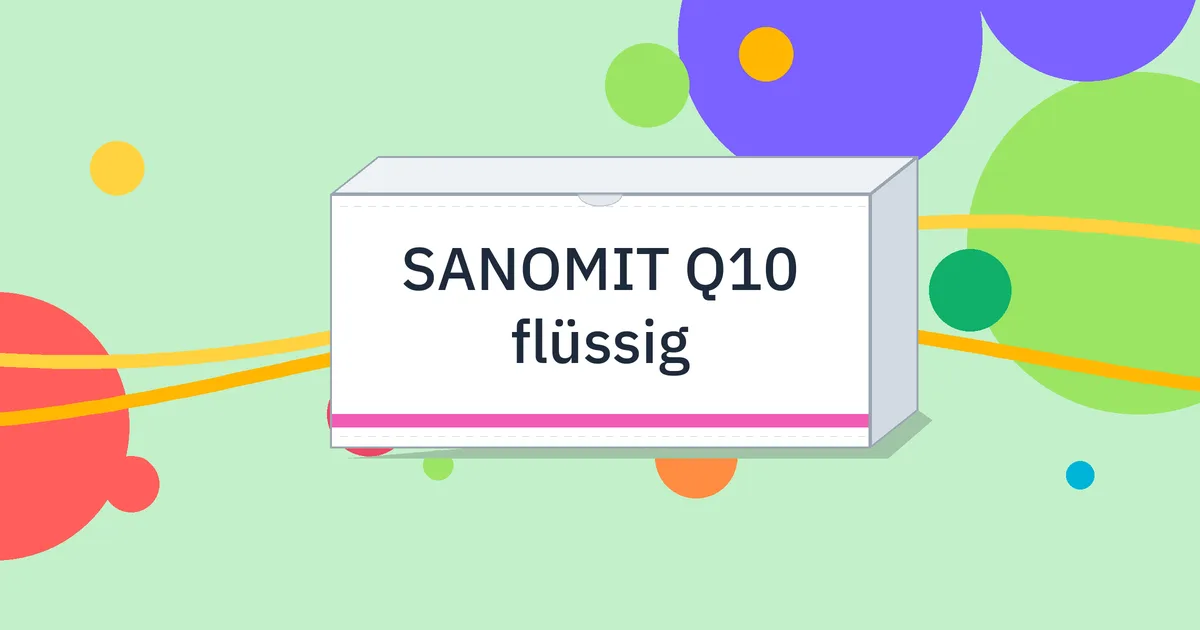 Symbolbild: Packung mit der Aufschrift SANOMIT Q10 flüssig (PZN 12474565) – Verfügbarkeit und Bezug in Apotheken in Frankfurt am Main