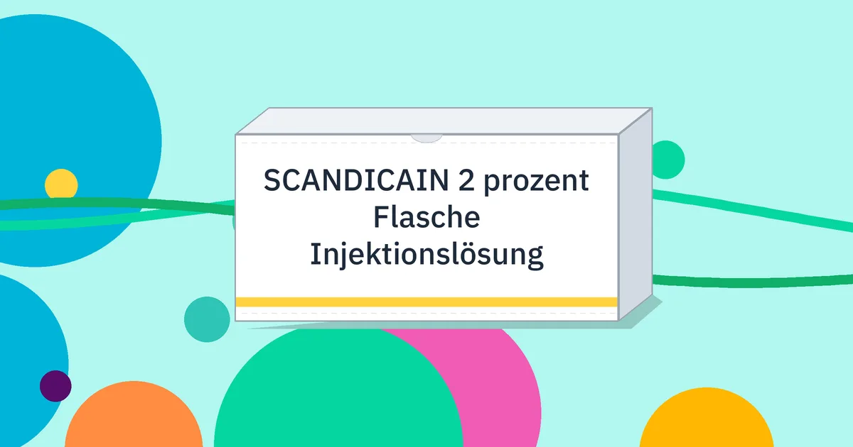 Symbolbild: Packung mit der Aufschrift SCANDICAIN 2 prozent Flasche Injektionslösung (PZN 00910860) – Verfügbarkeit und Bezug in Apotheken in Frankfurt am Main