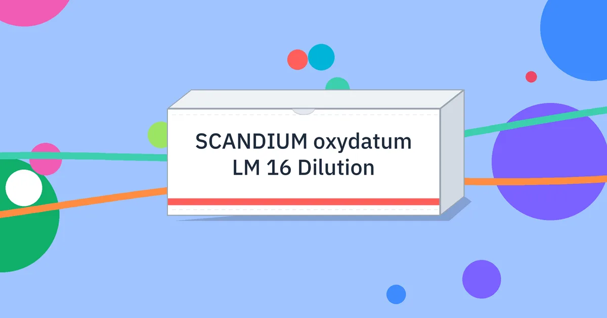 Symbolbild: Packung mit der Aufschrift SCANDIUM oxydatum LM 16 Dilution (PZN 13183597) – Verfügbarkeit und Bezug in Apotheken in Frankfurt am Main