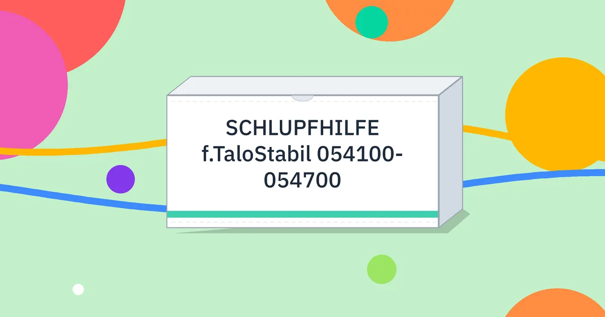Symbolbild: Packung mit der Aufschrift SCHLUPFHILFE f.TaloStabil 054100-054700 (PZN 11013750) – Verfügbarkeit und Bezug in Apotheken in Frankfurt am Main