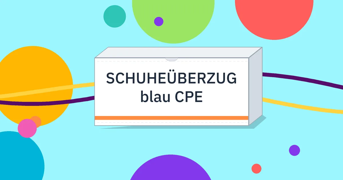 Symbolbild: Packung mit der Aufschrift SCHUHEÜBERZUG blau CPE (PZN 05960006) – Verfügbarkeit und Bezug in Apotheken in Frankfurt am Main