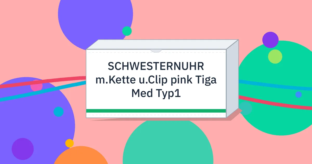 Symbolbild: Packung mit der Aufschrift SCHWESTERNUHR m.Kette u.Clip pink Tiga Med Typ1 (PZN 09328558) – Verfügbarkeit und Bezug in Apotheken in Frankfurt am Main