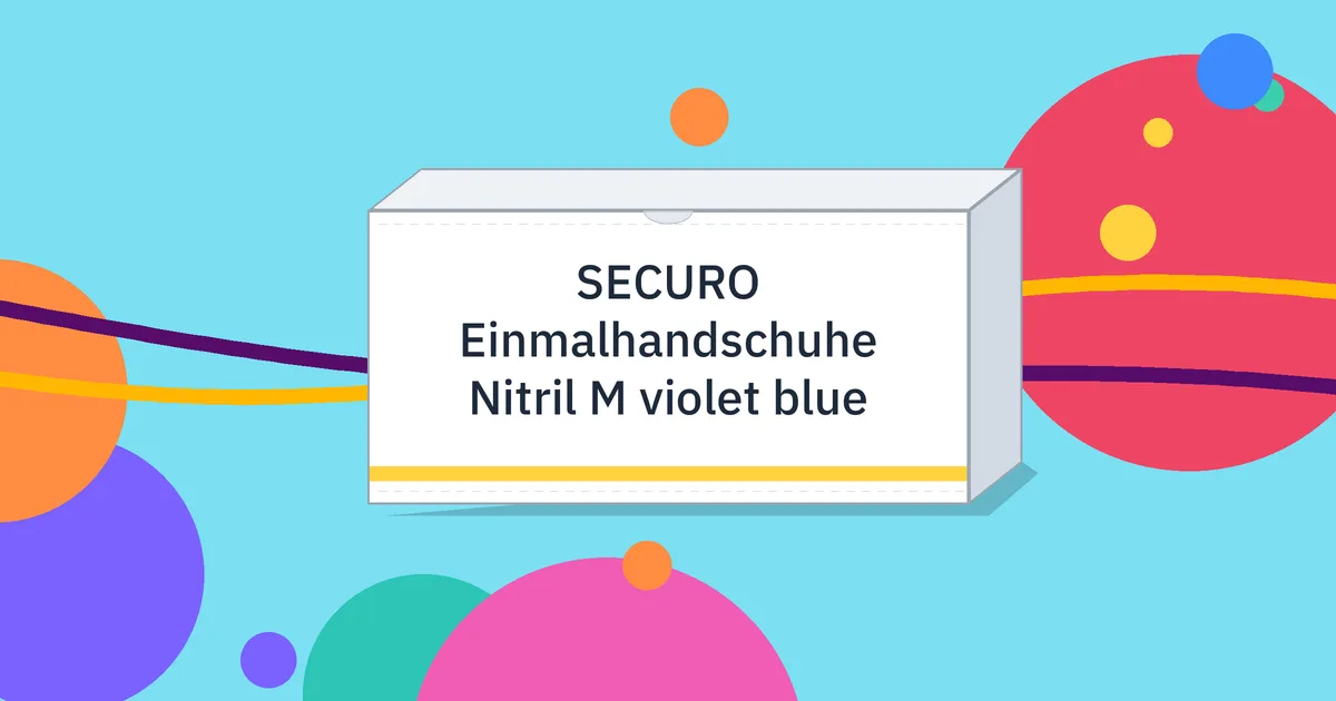 Symbolbild: Packung mit der Aufschrift SECURO Einmalhandschuhe Nitril M violet blue (PZN 19077979) – Verfügbarkeit und Bezug in Apotheken in Frankfurt am Main