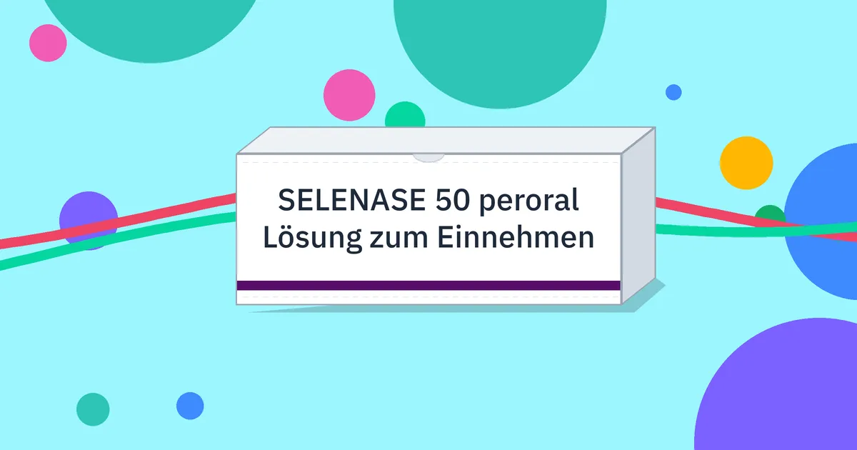 Symbolbild: Packung mit der Aufschrift SELENASE 50 peroral Lösung zum Einnehmen (PZN 01240315) – Verfügbarkeit und Bezug in Apotheken in Frankfurt am Main