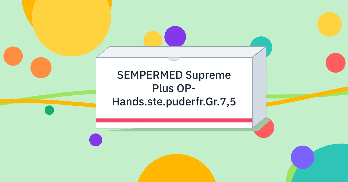 Symbolbild: Packung mit der Aufschrift SEMPERMED Supreme Plus OP-Hands.ste.puderfr.Gr.7,5 (PZN 11123740) – Verfügbarkeit und Bezug in Apotheken in Frankfurt am Main