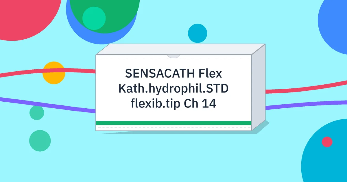 Symbolbild: Packung mit der Aufschrift SENSACATH Flex Kath.hydrophil.STD flexib.tip Ch 14 (PZN 19985228) – Verfügbarkeit und Bezug in Apotheken in Frankfurt am Main