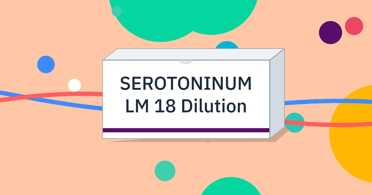 Symbolbild: Packung mit der Aufschrift SEROTONINUM LM 18 Dilution (PZN 09651147) – Verfügbarkeit und Bezug in Apotheken in Frankfurt am Main