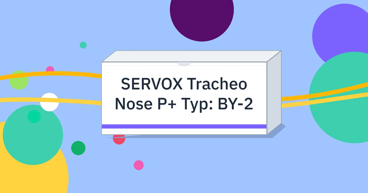 Symbolbild: Packung mit der Aufschrift SERVOX Tracheo Nose P+ Typ: BY-2 (PZN 17590046) – Verfügbarkeit und Bezug in Apotheken in Frankfurt am Main