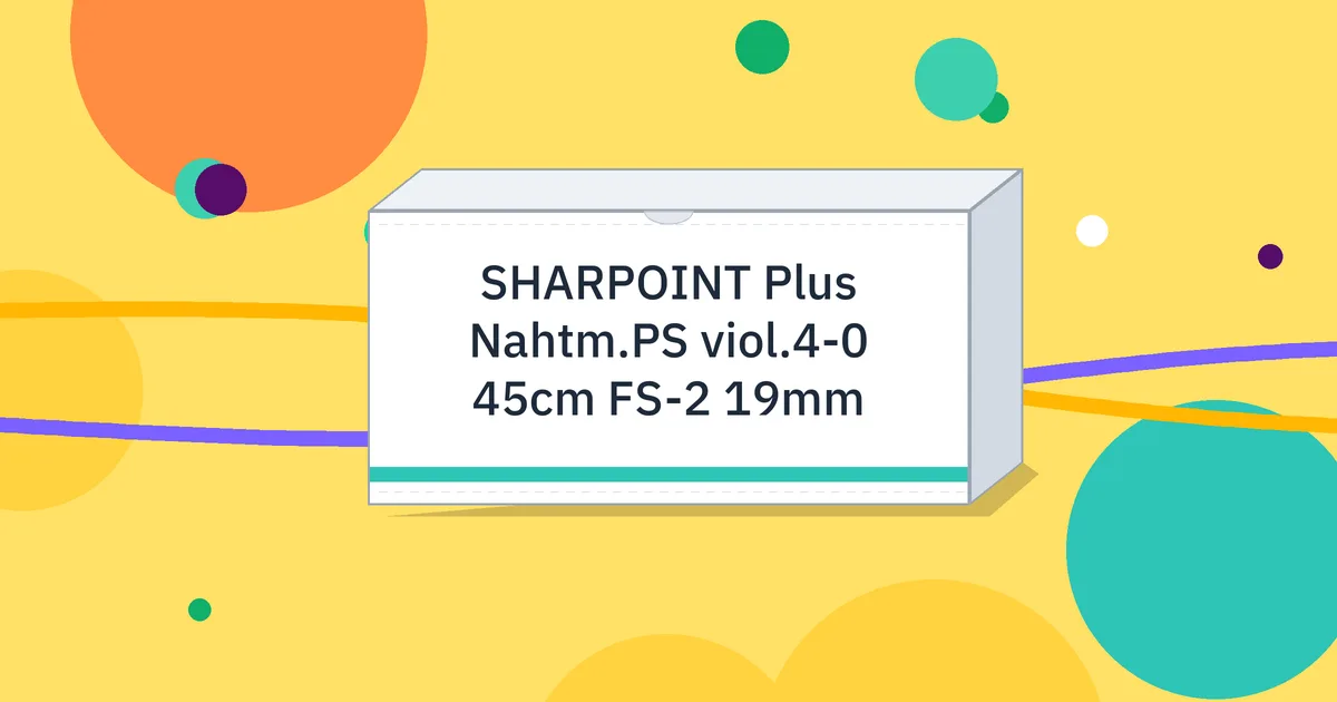 Symbolbild: Packung mit der Aufschrift SHARPOINT Plus Nahtm.PS viol.4-0 45cm FS-2 19mm (PZN 17995352) – Verfügbarkeit und Bezug in Apotheken in Frankfurt am Main