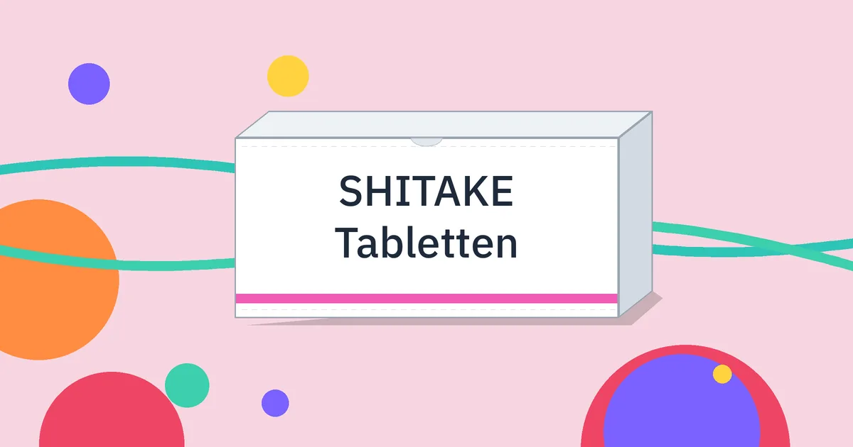 Symbolbild: Packung mit der Aufschrift SHITAKE Tabletten (PZN 03869170) – Verfügbarkeit und Bezug in Apotheken in Frankfurt am Main