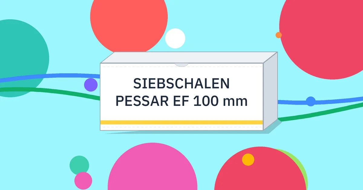 Symbolbild: Packung mit der Aufschrift SIEBSCHALEN PESSAR EF 100 mm (PZN 07324220) – Verfügbarkeit und Bezug in Apotheken in Frankfurt am Main