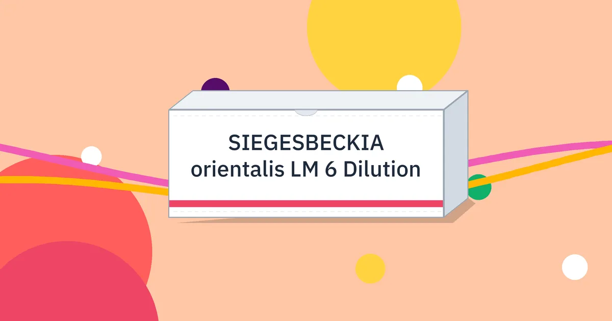 Symbolbild: Packung mit der Aufschrift SIEGESBECKIA orientalis LM 6 Dilution (PZN 13677017) – Verfügbarkeit und Bezug in Apotheken in Frankfurt am Main