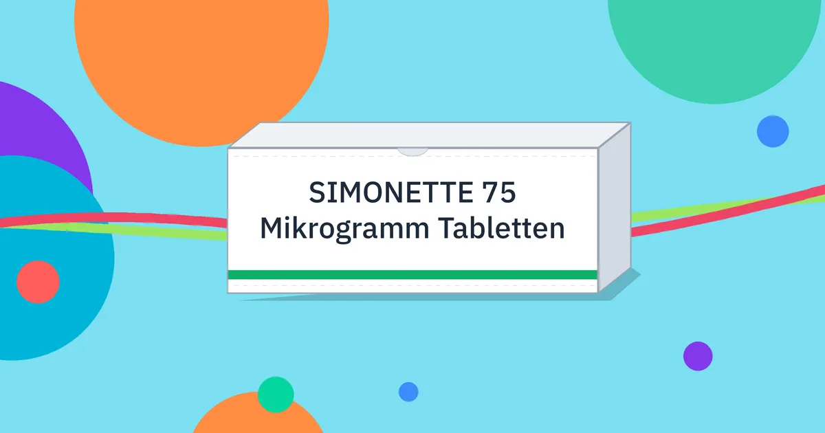 Symbolbild: Packung mit der Aufschrift SIMONETTE 75 Mikrogramm Tabletten (PZN 14241813) – Verfügbarkeit und Bezug in Apotheken in Frankfurt am Main