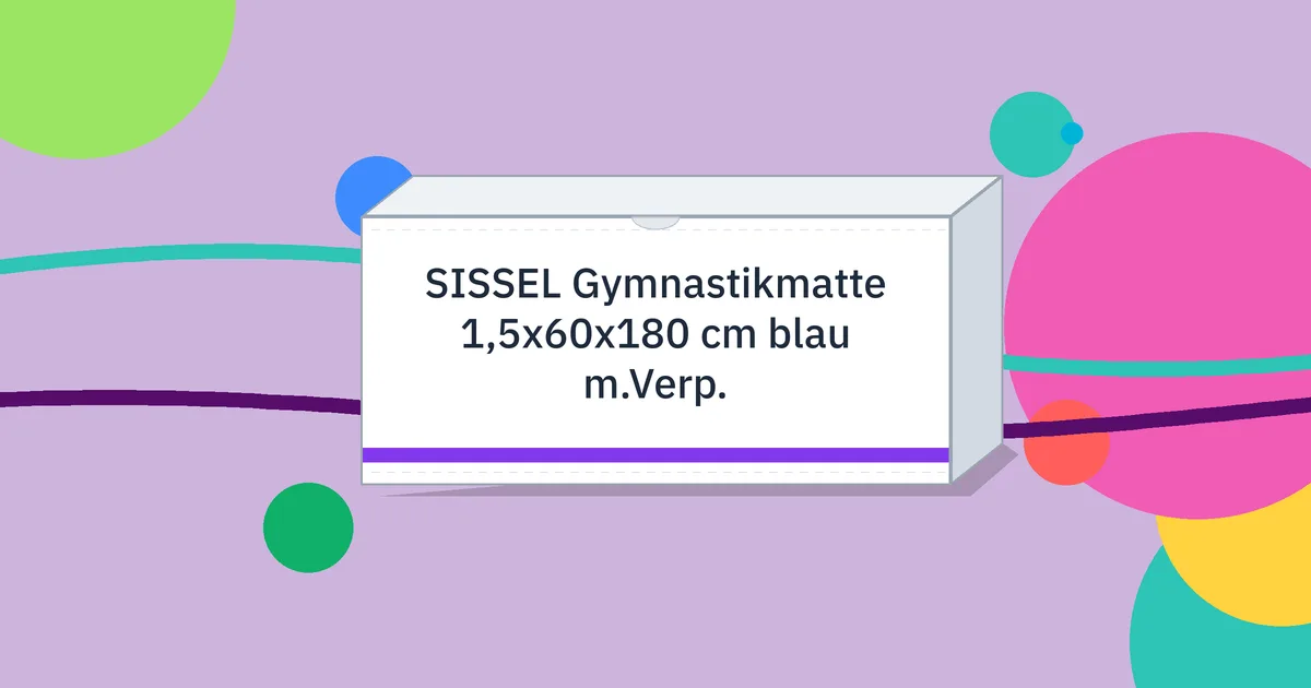 Symbolbild: Packung mit der Aufschrift SISSEL Gymnastikmatte 1,5x60x180 cm blau m.Verp. (PZN 09156985) – Verfügbarkeit und Bezug in Apotheken in Frankfurt am Main