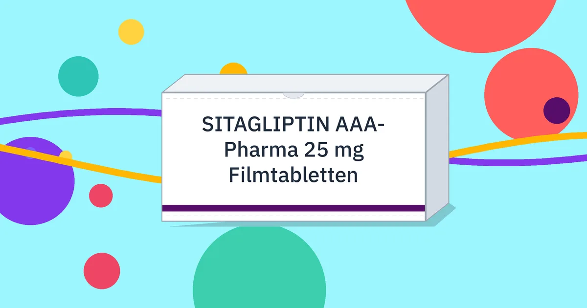 Symbolbild: Packung mit der Aufschrift SITAGLIPTIN AAA-Pharma 25 mg Filmtabletten (PZN 17878215) – Verfügbarkeit und Bezug in Apotheken in Frankfurt am Main