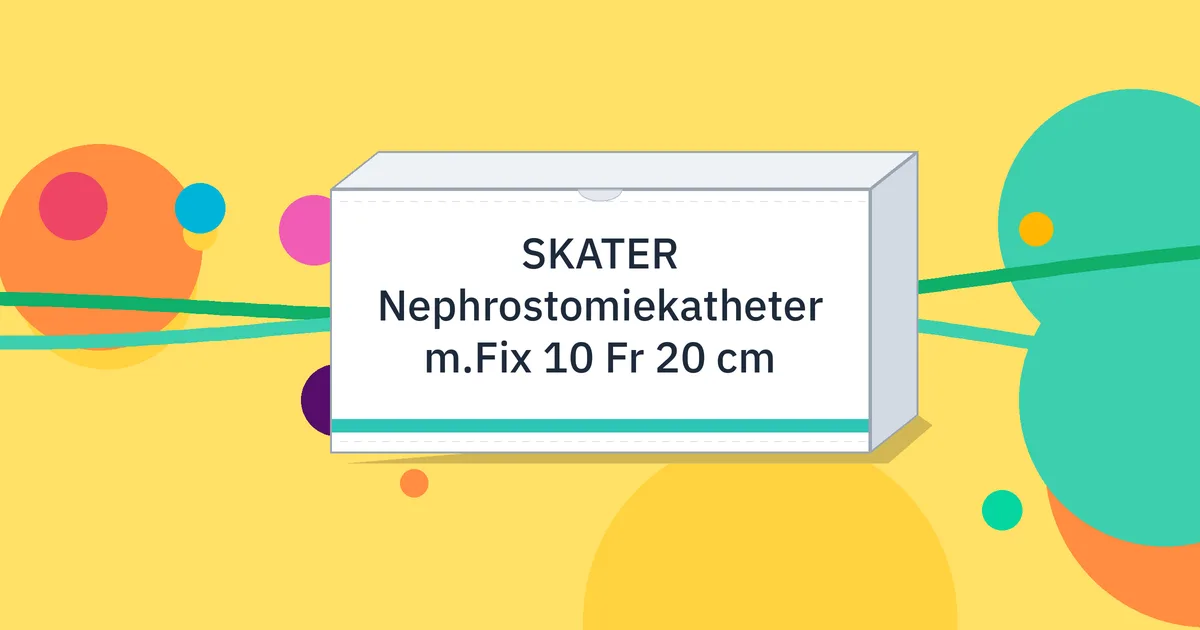Symbolbild: Packung mit der Aufschrift SKATER Nephrostomiekatheter m.Fix 10 Fr 20 cm (PZN 06770006) – Verfügbarkeit und Bezug in Apotheken in Frankfurt am Main