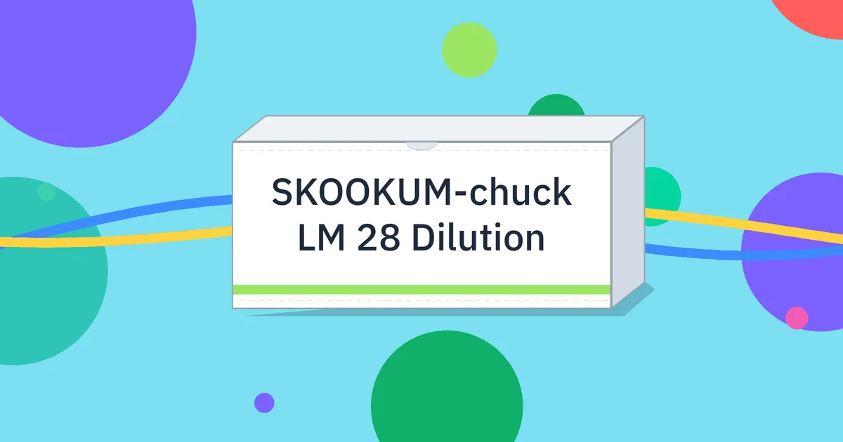 Symbolbild: Packung mit der Aufschrift SKOOKUM-chuck LM 28 Dilution (PZN 13191728) – Verfügbarkeit und Bezug in Apotheken in Frankfurt am Main