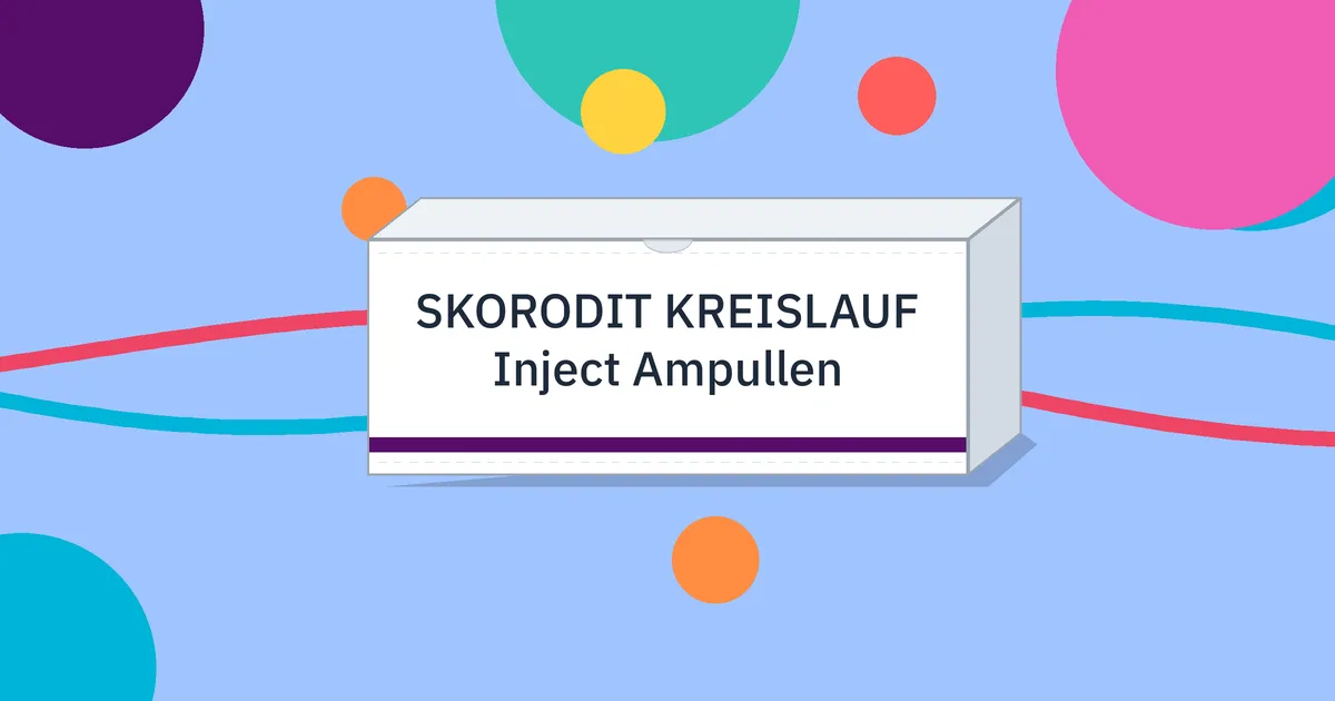 Symbolbild: Packung mit der Aufschrift SKORODIT KREISLAUF Inject Ampullen (PZN 00084391) – Verfügbarkeit und Bezug in Apotheken in Frankfurt am Main