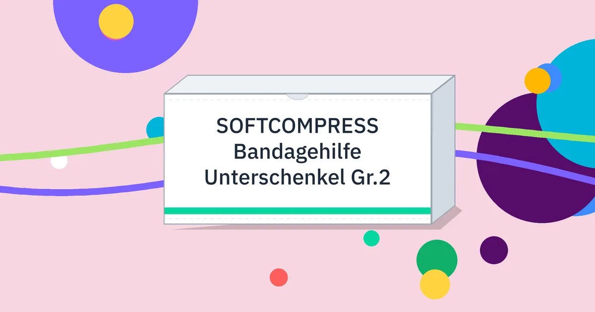 Symbolbild: Packung mit der Aufschrift SOFTCOMPRESS Bandagehilfe Unterschenkel Gr.2 (PZN 13505693) – Verfügbarkeit und Bezug in Apotheken in Frankfurt am Main