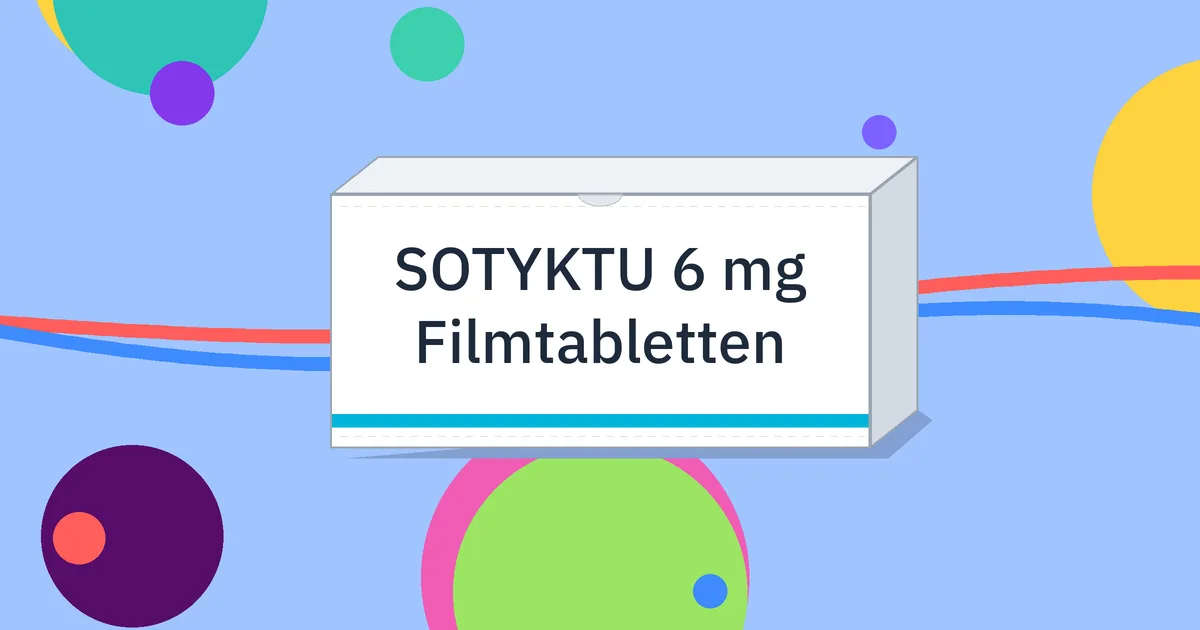 Symbolbild: Packung mit der Aufschrift SOTYKTU 6 mg Filmtabletten (PZN 19225457) – Verfügbarkeit und Bezug in Apotheken in Frankfurt am Main