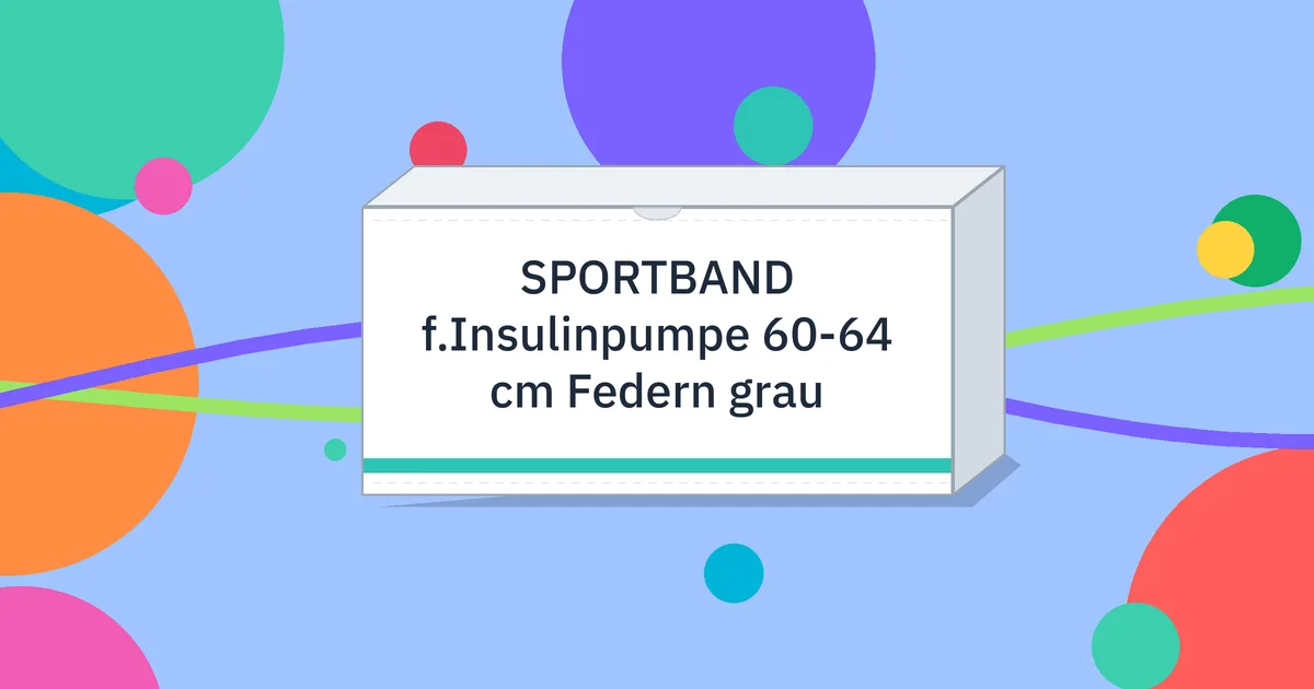Symbolbild: Packung mit der Aufschrift SPORTBAND f.Insulinpumpe 60-64 cm Federn grau (PZN 13916551) – Verfügbarkeit und Bezug in Apotheken in Frankfurt am Main