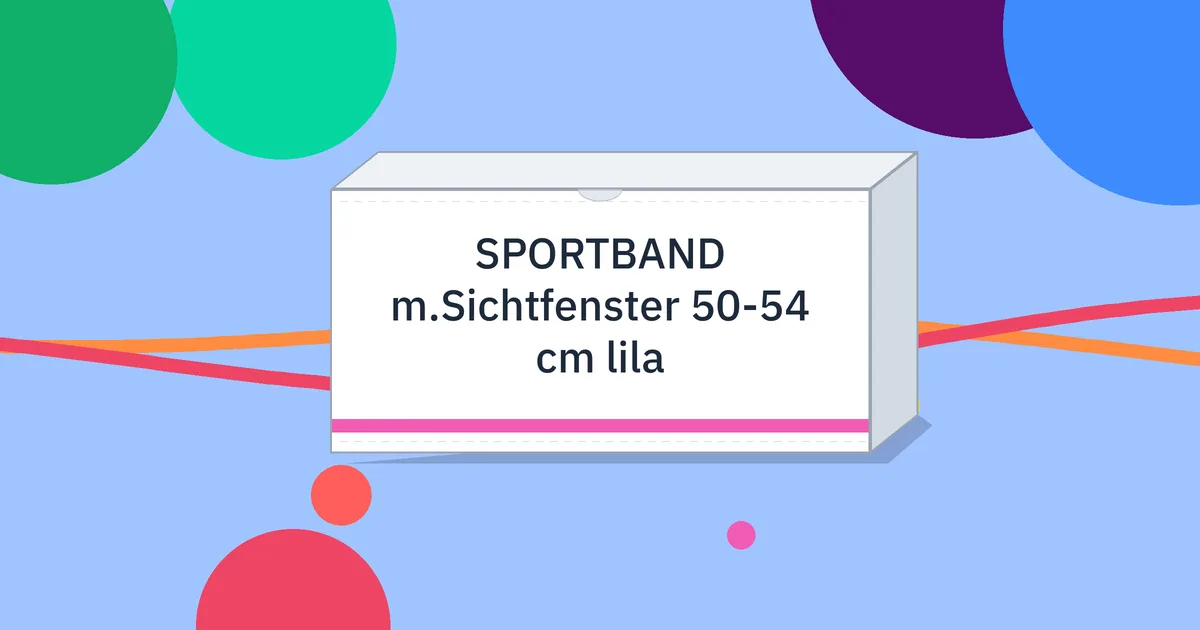 Symbolbild: Packung mit der Aufschrift SPORTBAND m.Sichtfenster 50-54 cm lila (PZN 12904480) – Verfügbarkeit und Bezug in Apotheken in Frankfurt am Main