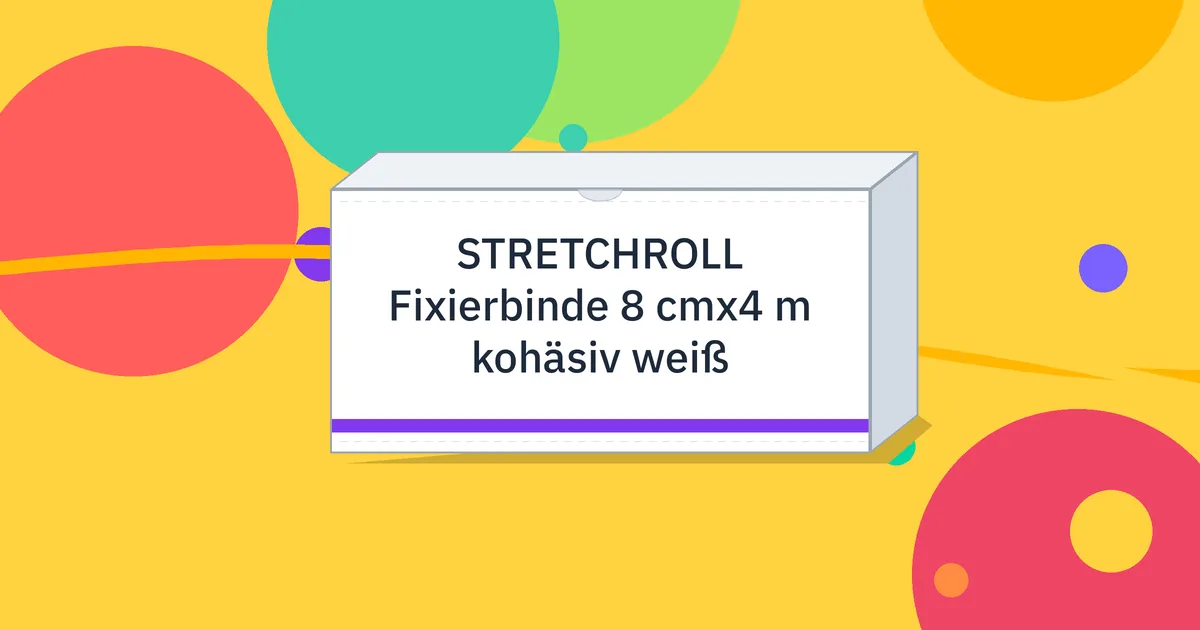 Symbolbild: Packung mit der Aufschrift STRETCHROLL Fixierbinde 8 cmx4 m kohäsiv weiß (PZN 20129144) – Verfügbarkeit und Bezug in Apotheken in Frankfurt am Main