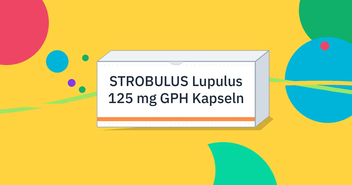 Symbolbild: Packung mit der Aufschrift STROBULUS Lupulus 125 mg GPH Kapseln (PZN 09645632) – Verfügbarkeit und Bezug in Apotheken in Frankfurt am Main