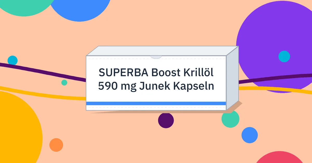 Symbolbild: Packung mit der Aufschrift SUPERBA Boost Krillöl 590 mg Junek Kapseln (PZN 20890941) – Verfügbarkeit und Bezug in Apotheken in Frankfurt am Main