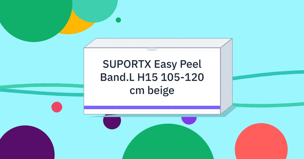 Symbolbild: Packung mit der Aufschrift SUPORTX Easy Peel Band.L H15 105-120 cm beige (PZN 09486369) – Verfügbarkeit und Bezug in Apotheken in Frankfurt am Main