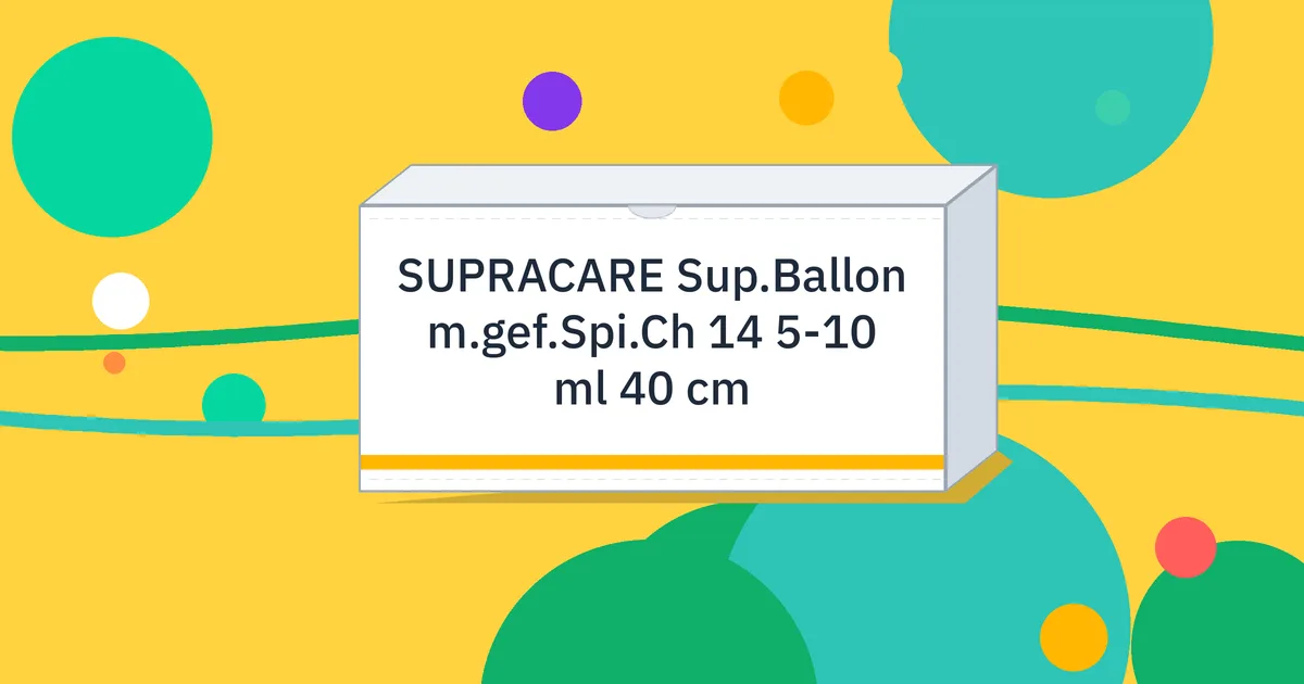 Symbolbild: Packung mit der Aufschrift SUPRACARE Sup.Ballon m.gef.Spi.Ch 14 5-10 ml 40 cm (PZN 12775195) – Verfügbarkeit und Bezug in Apotheken in Frankfurt am Main