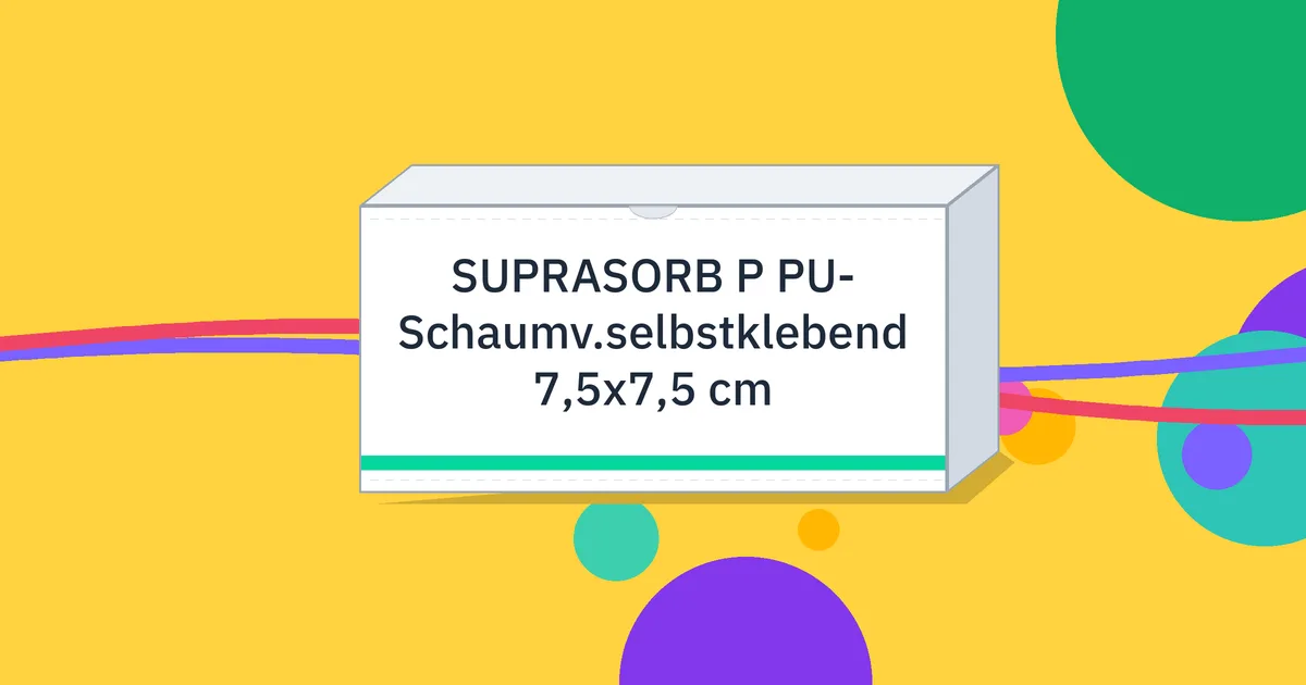 Symbolbild: Packung mit der Aufschrift SUPRASORB P PU-Schaumv.selbstklebend 7,5x7,5 cm (PZN 03933488) – Verfügbarkeit und Bezug in Apotheken in Frankfurt am Main
