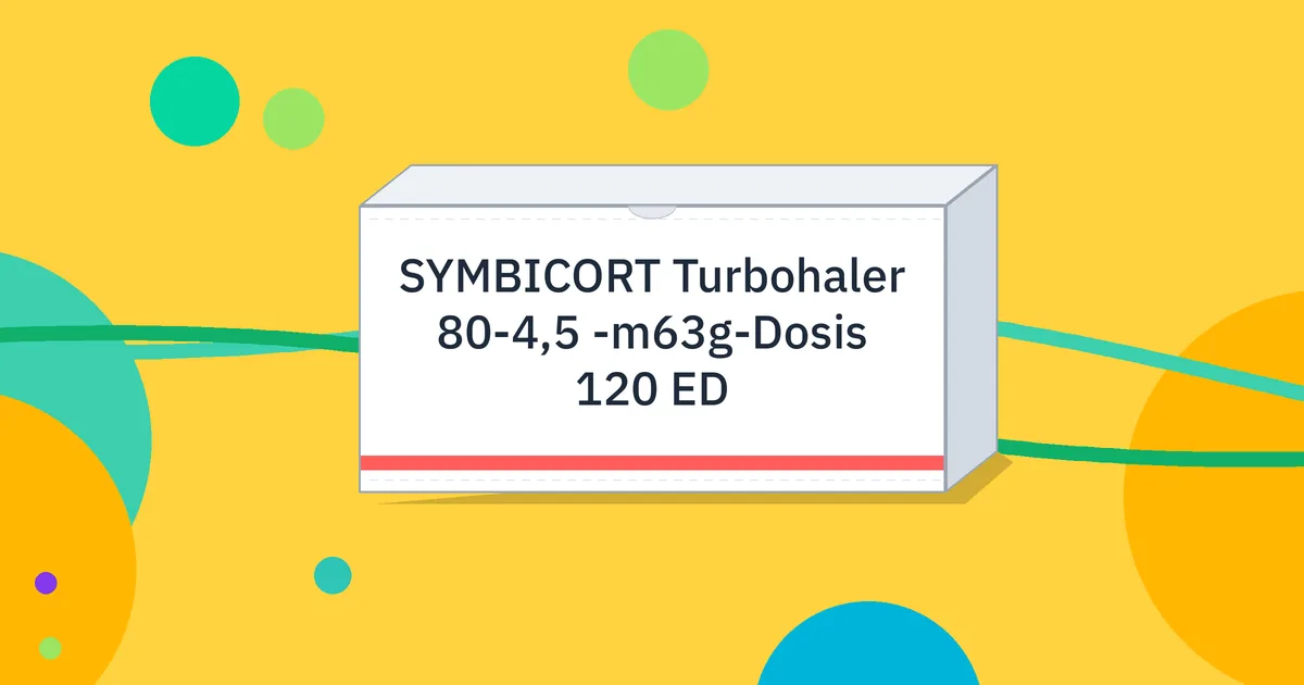 Symbolbild: Packung mit der Aufschrift SYMBICORT Turbohaler 80-4,5 -m63g-Dosis 120 ED (PZN 18493782) – Verfügbarkeit und Bezug in Apotheken in Frankfurt am Main