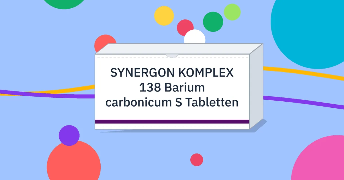 Symbolbild: Packung mit der Aufschrift SYNERGON KOMPLEX 138 Barium carbonicum S Tabletten (PZN 18387399) – Verfügbarkeit und Bezug in Apotheken in Frankfurt am Main