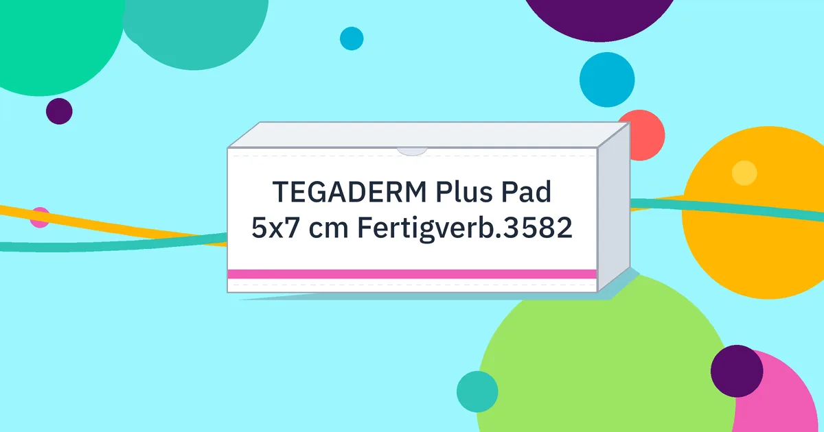Symbolbild: Packung mit der Aufschrift TEGADERM Plus Pad 5x7 cm Fertigverb.3582 (PZN 13707296) – Verfügbarkeit und Bezug in Apotheken in Frankfurt am Main