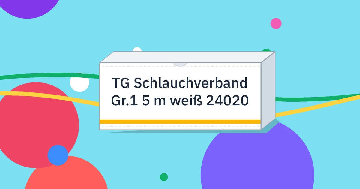 Symbolbild: Packung mit der Aufschrift TG Schlauchverband Gr.1 5 m weiß 24020 (PZN 05893712) – Verfügbarkeit und Bezug in Apotheken in Frankfurt am Main