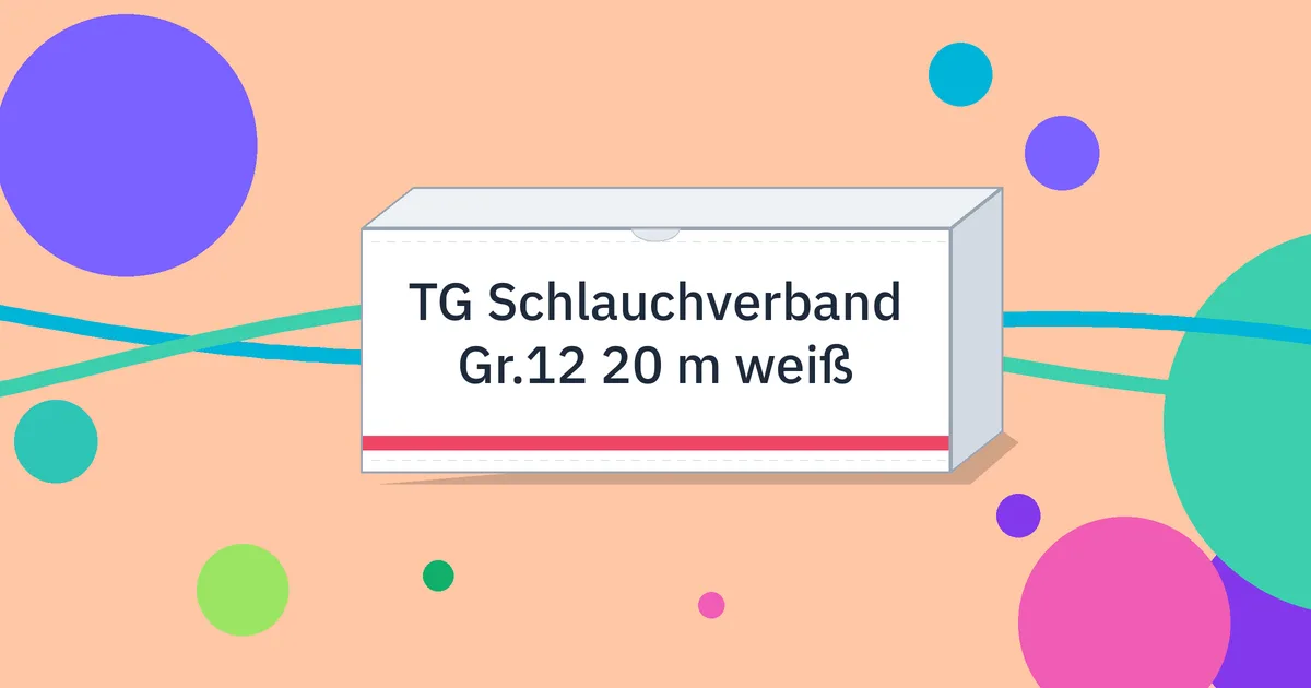 Symbolbild: Packung mit der Aufschrift TG Schlauchverband Gr.12 20 m weiß (PZN 19831258) – Verfügbarkeit und Bezug in Apotheken in Frankfurt am Main