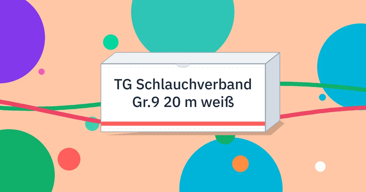 Symbolbild: Packung mit der Aufschrift TG Schlauchverband Gr.9 20 m weiß (PZN 19831264) – Verfügbarkeit und Bezug in Apotheken in Frankfurt am Main