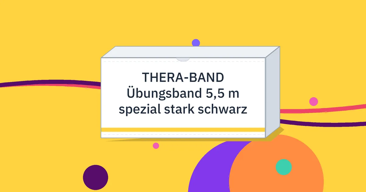 Symbolbild: Packung mit der Aufschrift THERA-BAND Übungsband 5,5 m spezial stark schwarz (PZN 00331961) – Verfügbarkeit und Bezug in Apotheken in Frankfurt am Main