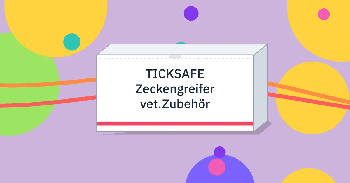 Symbolbild: Packung mit der Aufschrift TICKSAFE Zeckengreifer vet.Zubehör (PZN 11286057) – Verfügbarkeit und Bezug in Apotheken in Frankfurt am Main