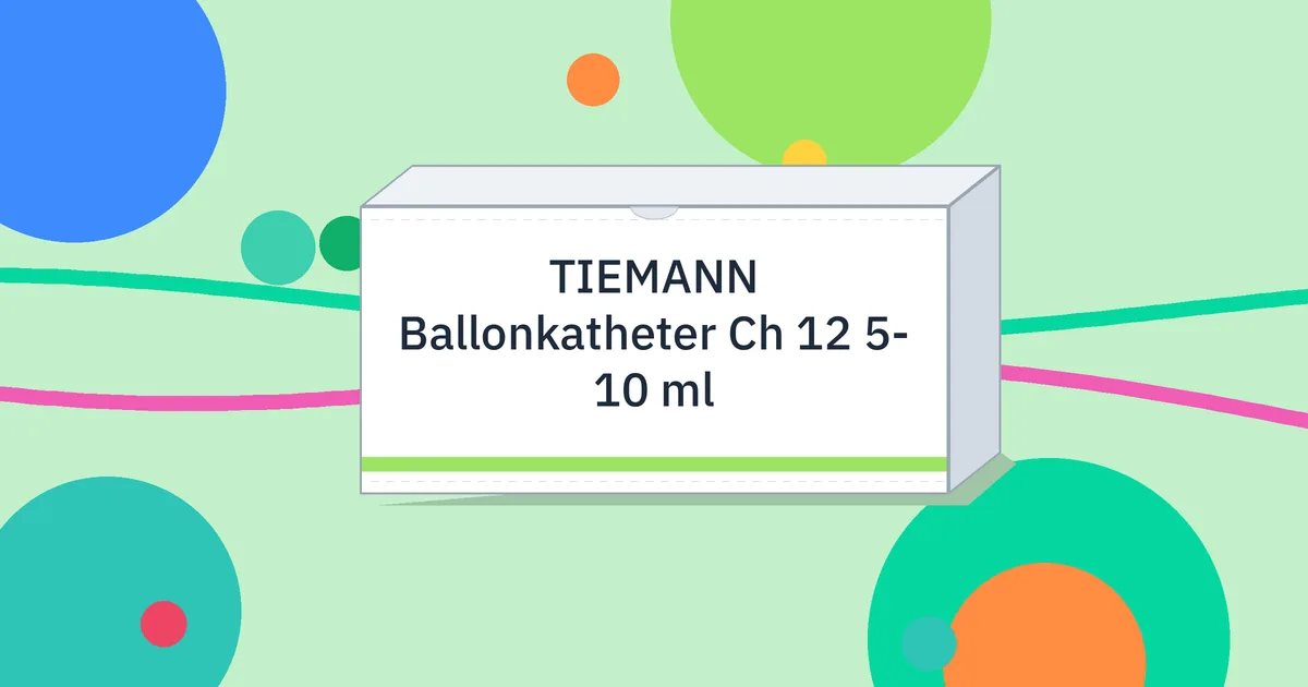Symbolbild: Packung mit der Aufschrift TIEMANN Ballonkatheter Ch 12 5-10 ml (PZN 00182225) – Verfügbarkeit und Bezug in Apotheken in Frankfurt am Main