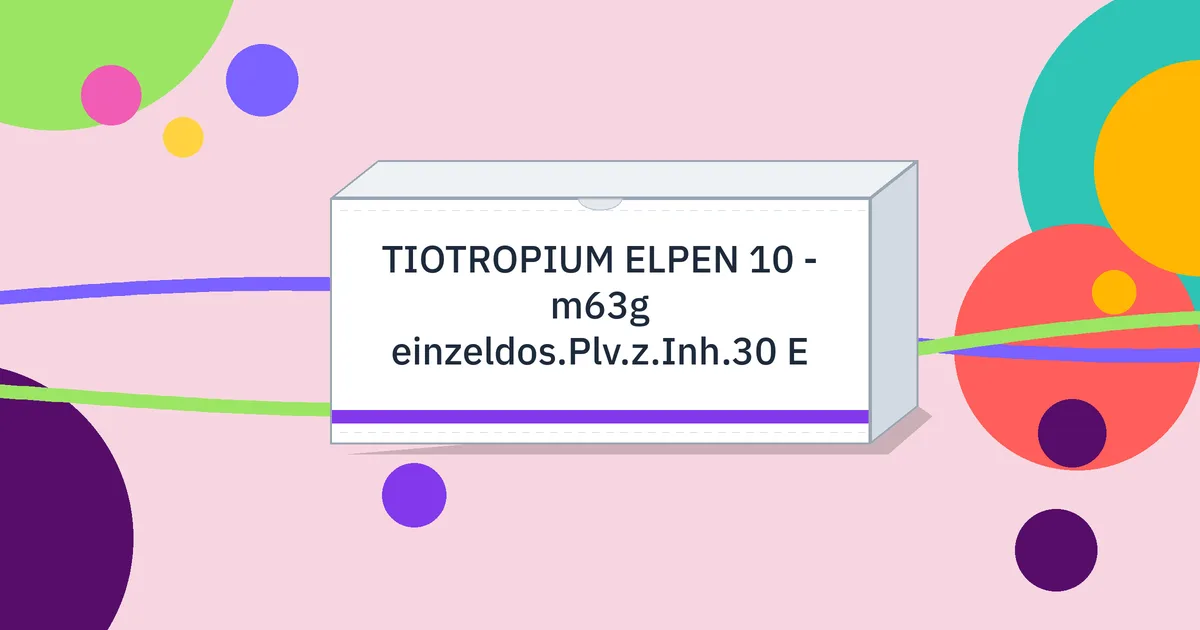 Symbolbild: Packung mit der Aufschrift TIOTROPIUM ELPEN 10 -m63g einzeldos.Plv.z.Inh.30 E (PZN 18441667) – Verfügbarkeit und Bezug in Apotheken in Frankfurt am Main