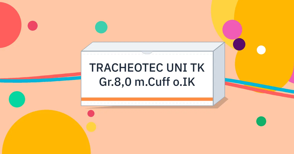 Symbolbild: Packung mit der Aufschrift TRACHEOTEC UNI TK Gr.8,0 m.Cuff o.IK (PZN 02488299) – Verfügbarkeit und Bezug in Apotheken in Frankfurt am Main