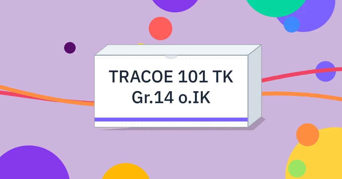Symbolbild: Packung mit der Aufschrift TRACOE 101 TK Gr.14 o.IK (PZN 00910357) – Verfügbarkeit und Bezug in Apotheken in Frankfurt am Main