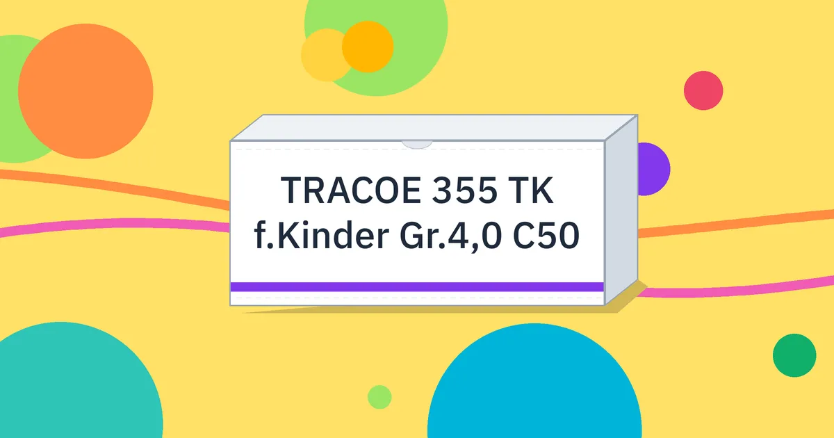 Symbolbild: Packung mit der Aufschrift TRACOE 355 TK f.Kinder Gr.4,0 C50 (PZN 11644172) – Verfügbarkeit und Bezug in Apotheken in Frankfurt am Main
