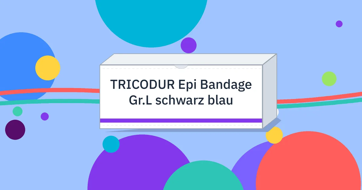 Symbolbild: Packung mit der Aufschrift TRICODUR Epi Bandage Gr.L schwarz blau (PZN 03093999) – Verfügbarkeit und Bezug in Apotheken in Frankfurt am Main