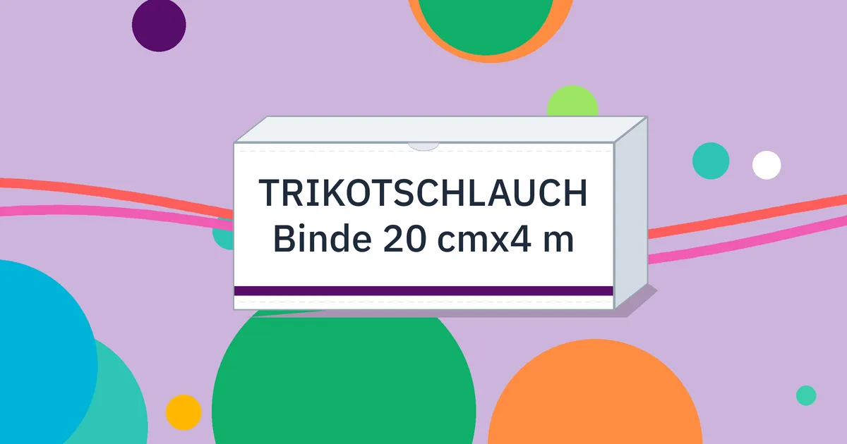 Symbolbild: Packung mit der Aufschrift TRIKOTSCHLAUCH Binde 20 cmx4 m (PZN 01804404) – Verfügbarkeit und Bezug in Apotheken in Frankfurt am Main