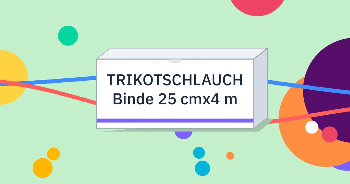 Symbolbild: Packung mit der Aufschrift TRIKOTSCHLAUCH Binde 25 cmx4 m (PZN 01721084) – Verfügbarkeit und Bezug in Apotheken in Frankfurt am Main