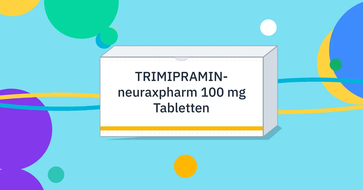 Symbolbild: Packung mit der Aufschrift TRIMIPRAMIN-neuraxpharm 100 mg Tabletten (PZN 01527620) – Verfügbarkeit und Bezug in Apotheken in Frankfurt am Main